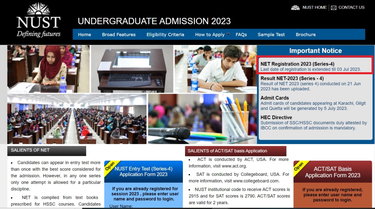 NUST NET Series-4 Registration 2023 - STEP by PGC
