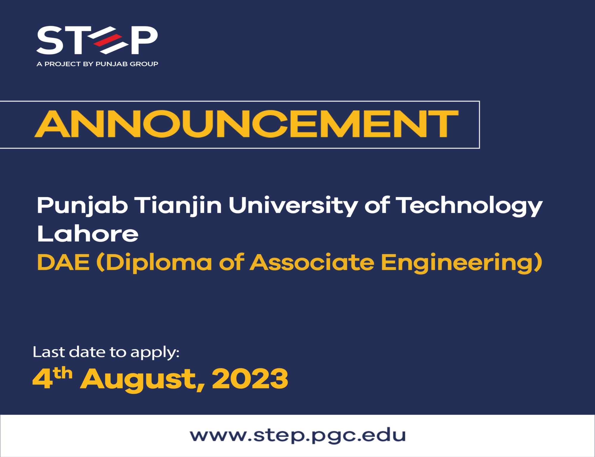 Punjab Tianjin University of Technology Lahore - DAE Admissions 2023 ...