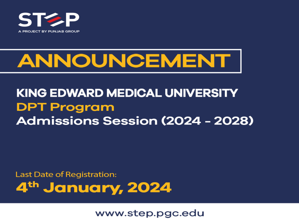 KING EDWARD MEDICAL UNIVERSITY DPT Program Admission Session (2024-2028 ...