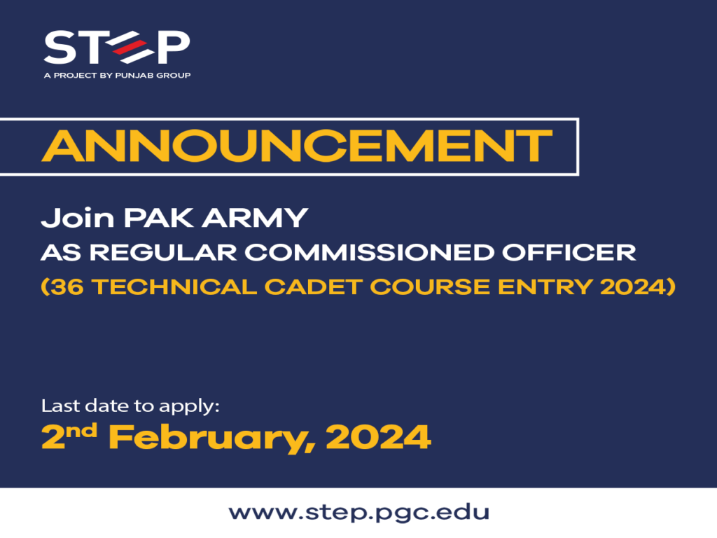 Join Pak Army As Regular Commission Officer - STEP by PGC