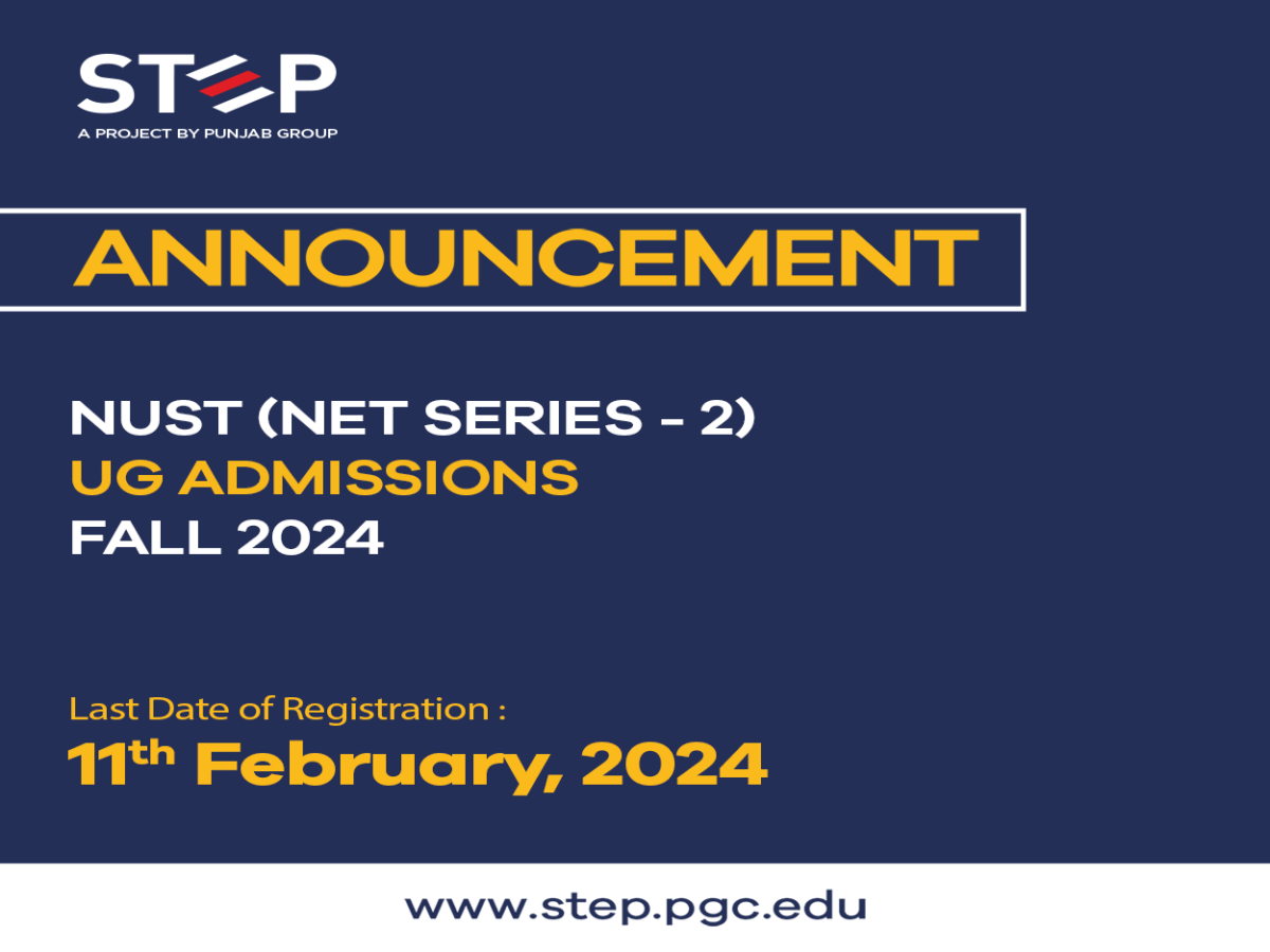 NUST (NET SERIES - 2) UG ADMISSIONS FALL 2024 - STEP by PGC