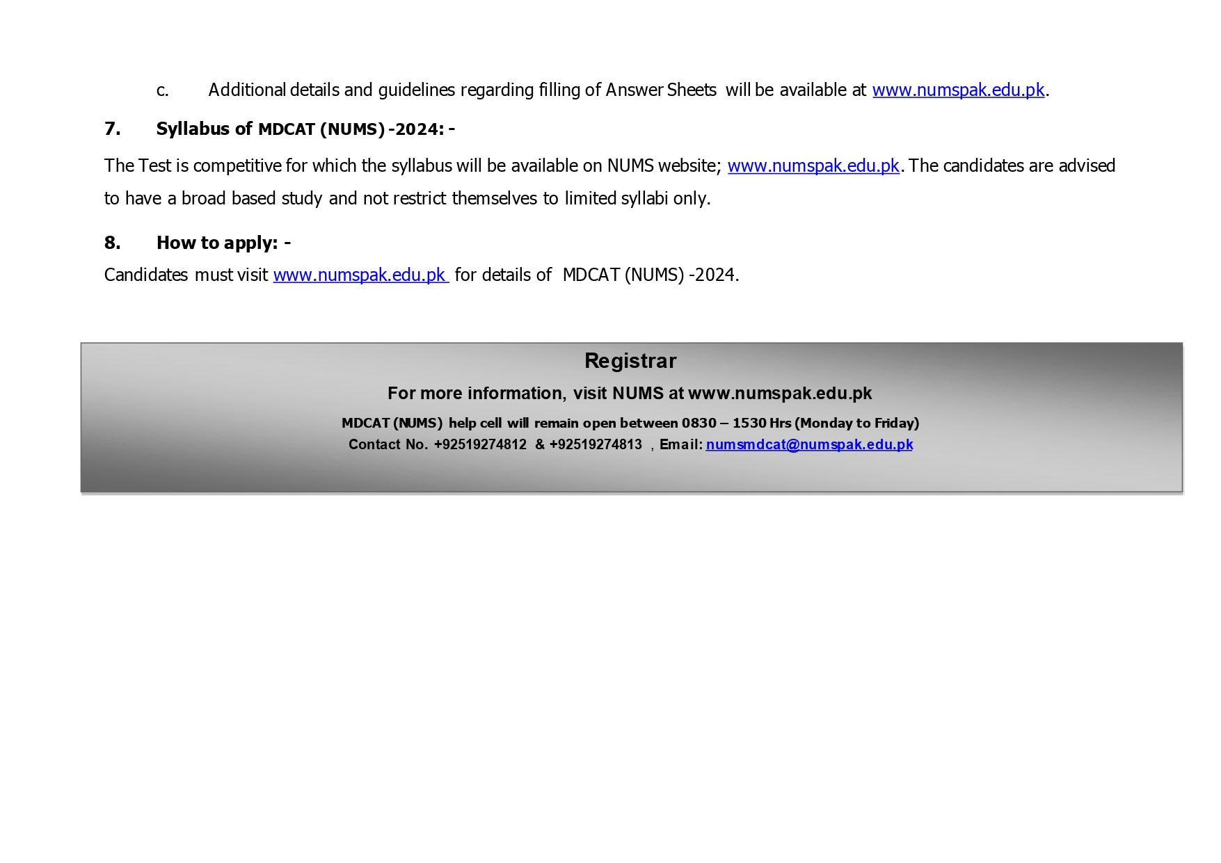 NUMS-MDCAT-2024 - STEP by PGC