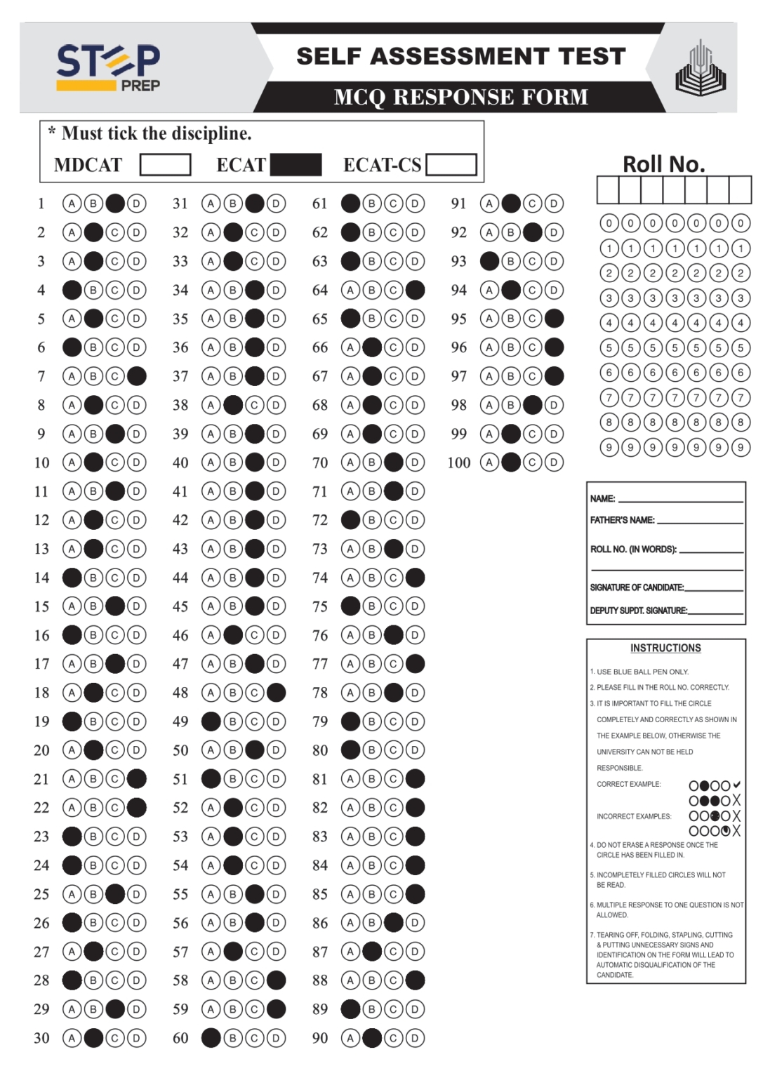 SSAT ANSWER KEY 2025 - STEP by PGC
